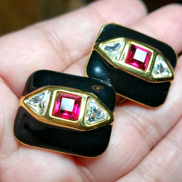 Monet | Jewelry | Vintage Art Deco Monet Ruby Red Crystal Rs Glossy ...